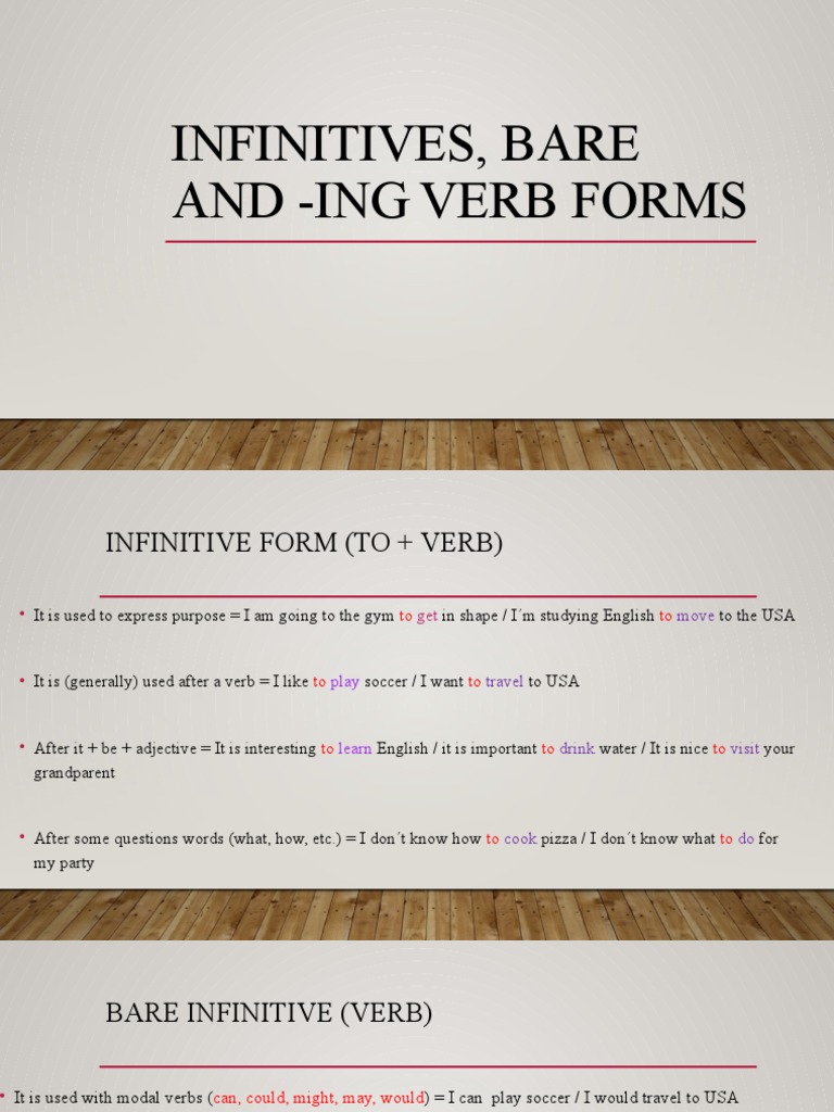 Verb Forms in English: A Comparison of the Infinitive, Bare Infinitive ...