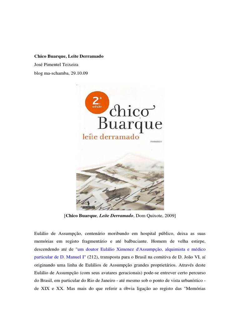 Chico Buarque Leite Derramado | PDF