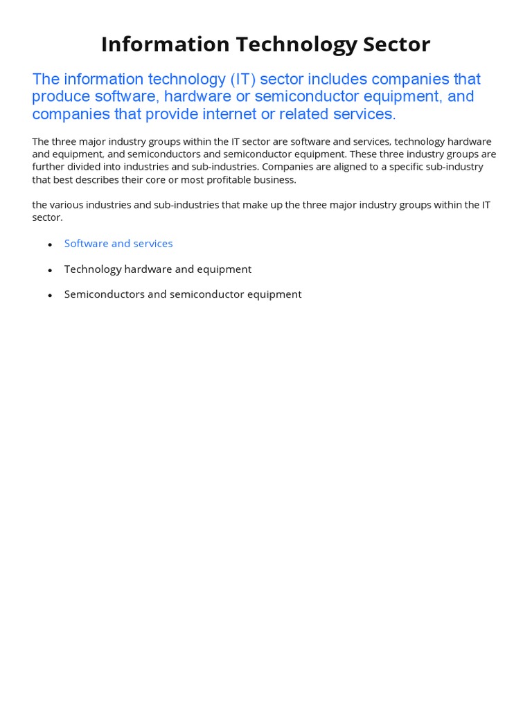 Overview of the IT Sector Industries | PDF