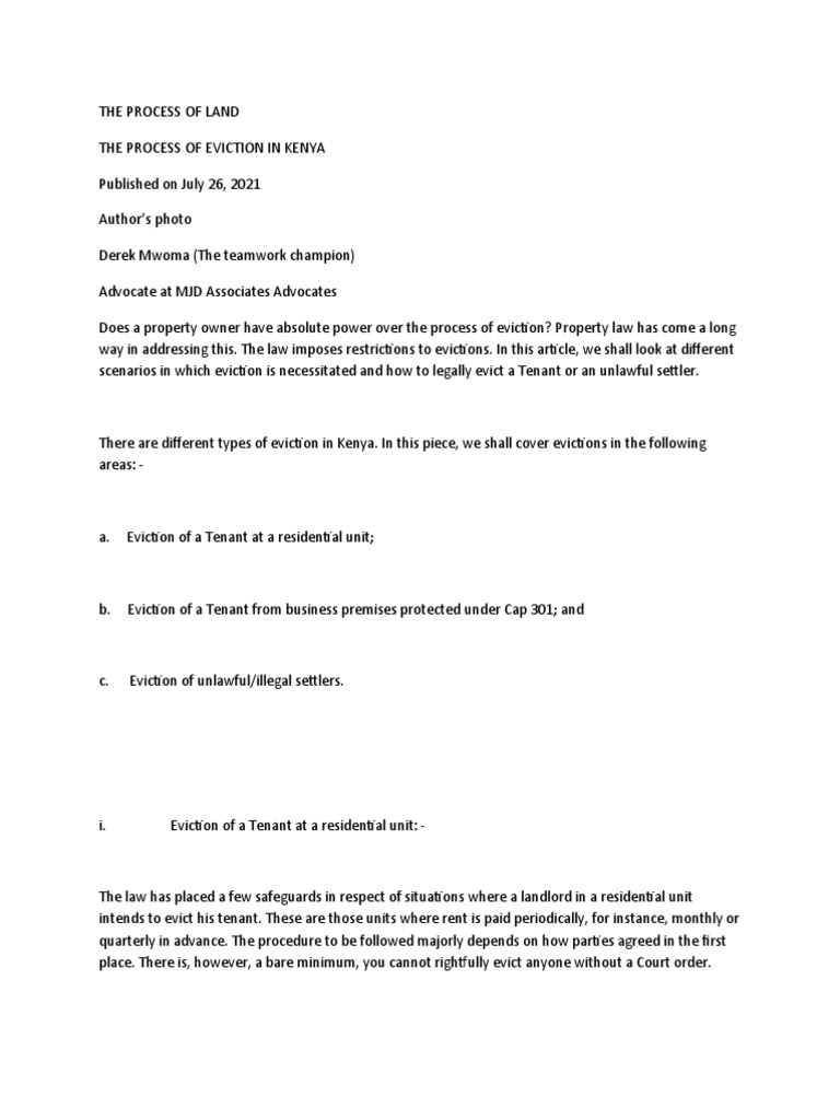 The Process of Land Permit Project (Komarock) | PDF | Eviction ...