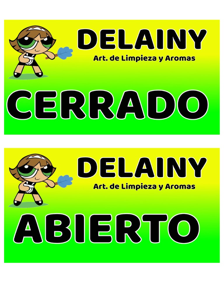 Cartel Abierto Cerrado Delainy | PDF