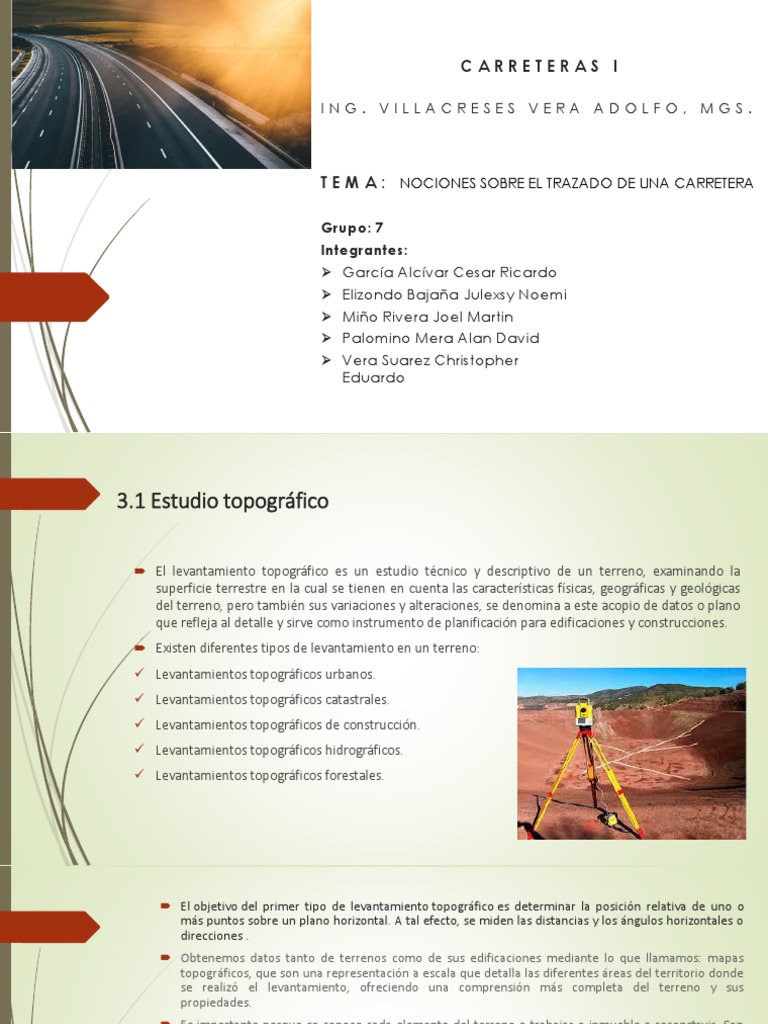 Diapositivas Unidad #3 Grupo #7 | PDF | Topografía | La carretera