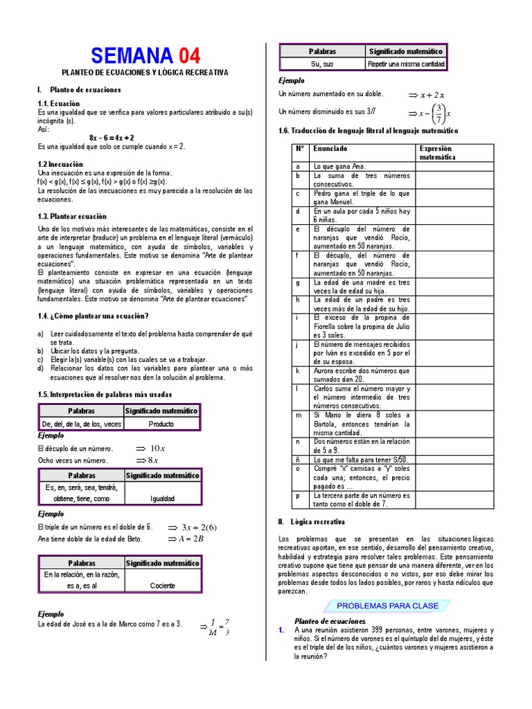Semana 4 | PDF | Ecuaciones | Matemáticas