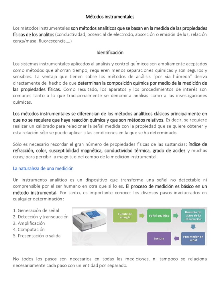 Métodos Instrumentales | PDF | Medición | Química analítica