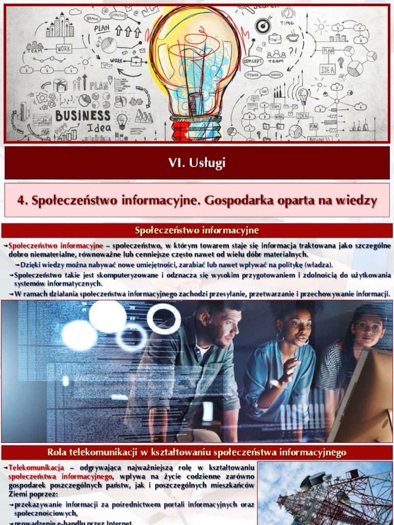Społeczeństwo Informacyjne. Gospodarka Oparta Na Wiedzy: VI. Usługi | PDF