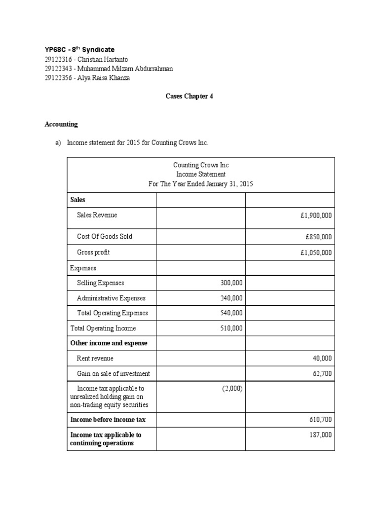 Cases Chapter 4 - Syndicate 8 | Download Free PDF | Income Statement | Income