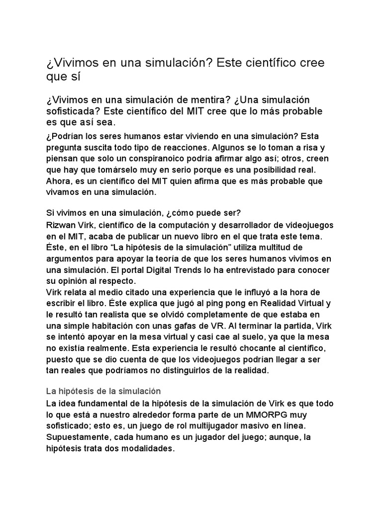 Documento Sin Título | PDF | Simulación | Realidad virtual