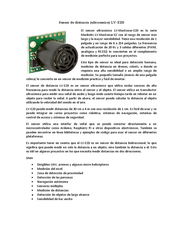 Sensor de Distancia Lv-Ez0 | PDF | Sensor | Ultrasonido