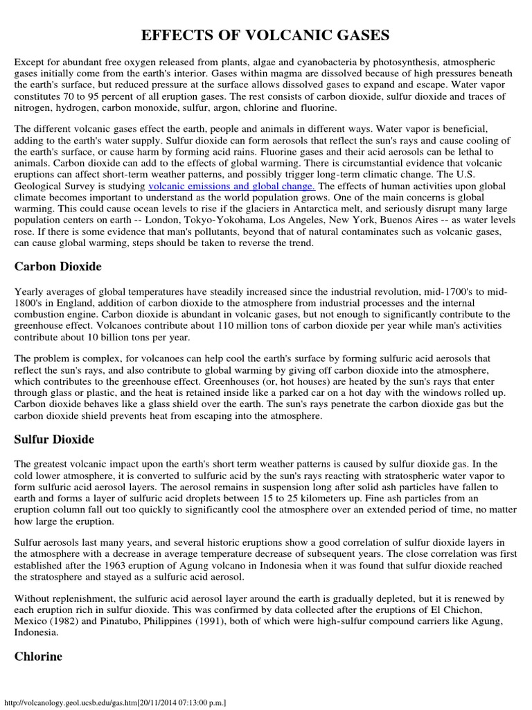 Effects of Volcanic Gases | PDF | Atmosphere Of Earth | Ozone Depletion