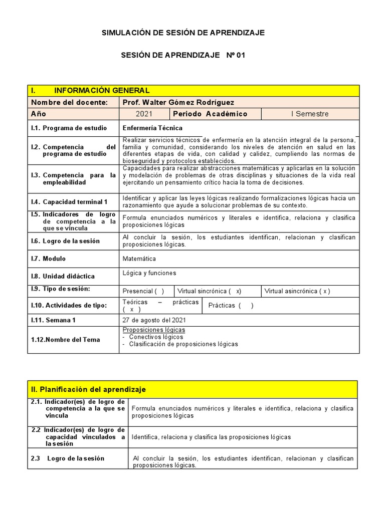 Sesion de Aprendizaje - Curso Minedu - 2021 | PDF | Proposición | Evaluación