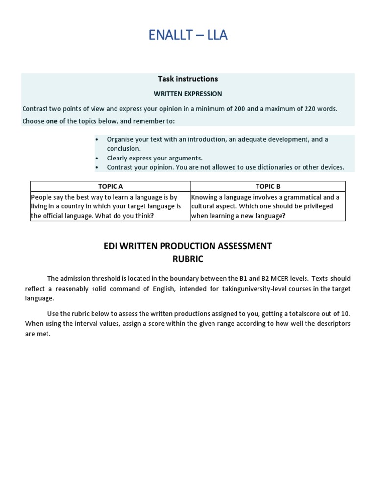 Written Assessment RUBRIC | PDF | Rubric (Academic) | Word