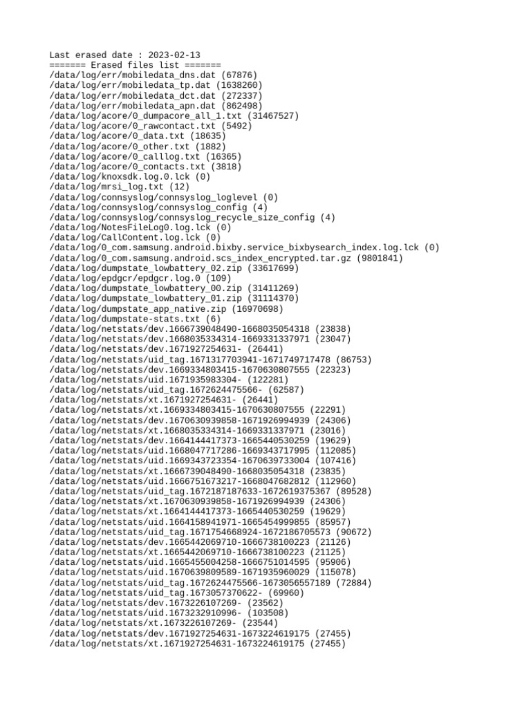 Erased Log Files List | PDF | Text File | Zip (File Format)