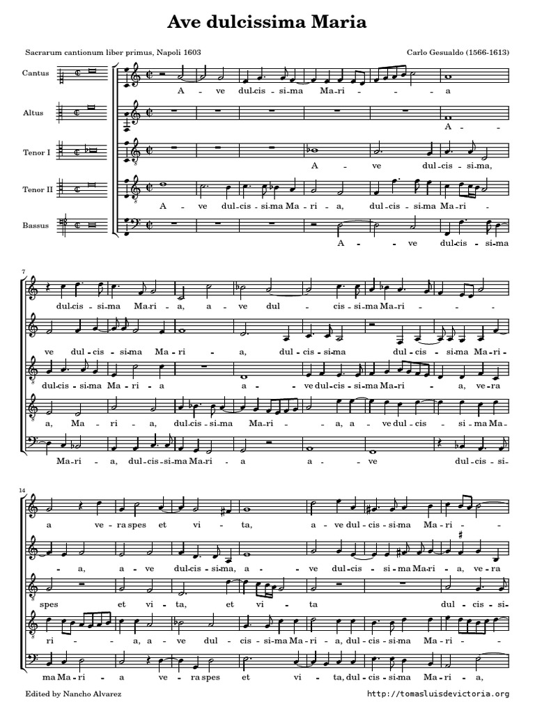 Gesualdo-Ave Dulcissima Maria | PDF