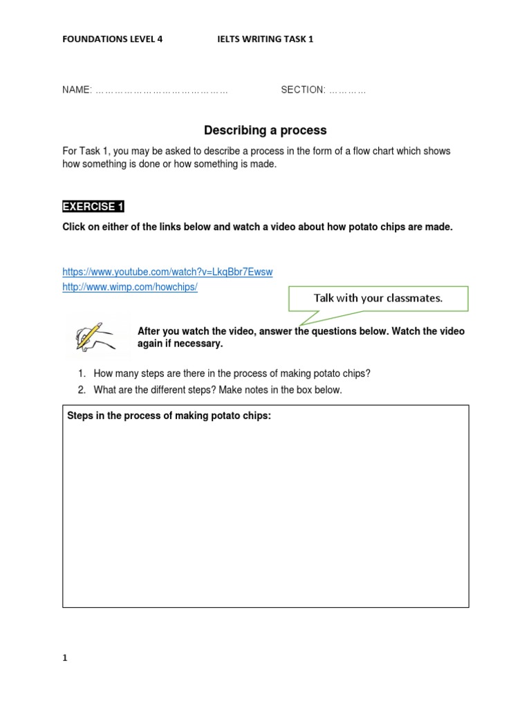 Describing A Process Worksheet | PDF | Cognitive Science