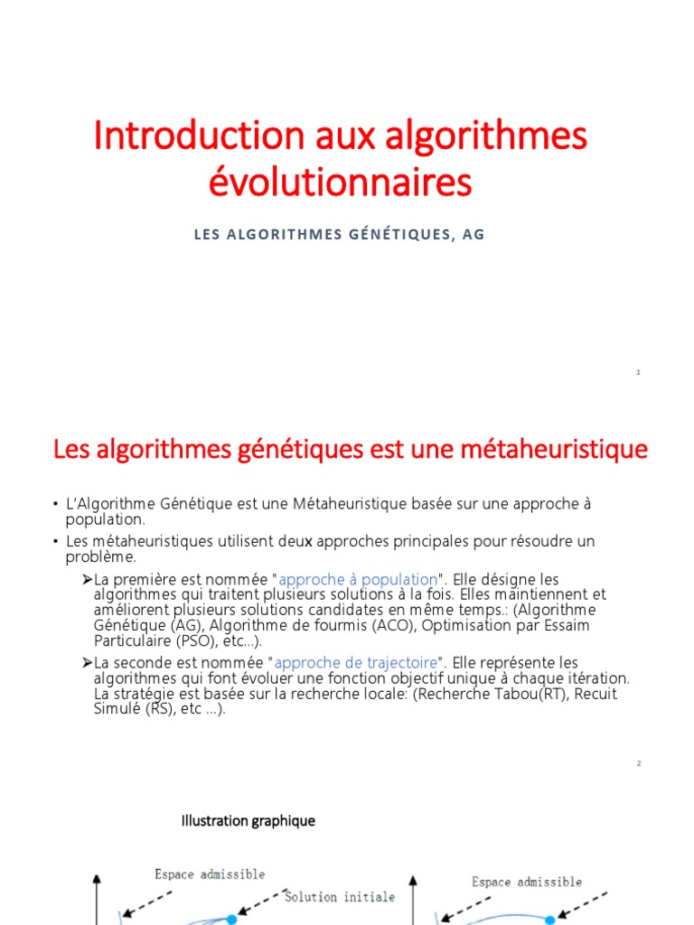 Cours 2 Introduction Aux Algorithmes Évolutionnaires | PDF | Métaheuristique | Algorithme génétique
