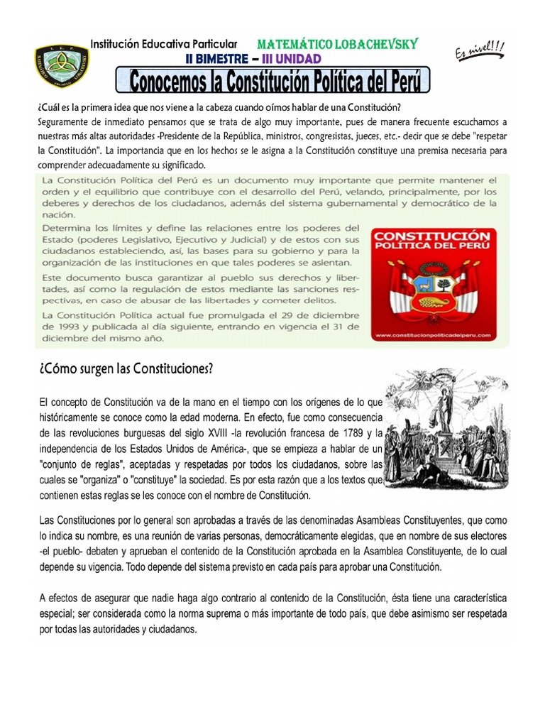 Conocemos La Constitución Política Del Perú | PDF