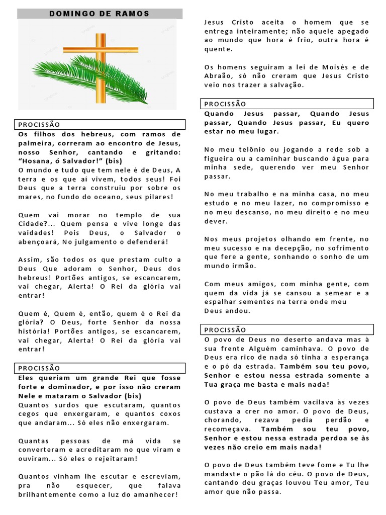 Cantos Domingo de Ramos | PDF | Jesus | Eucaristia