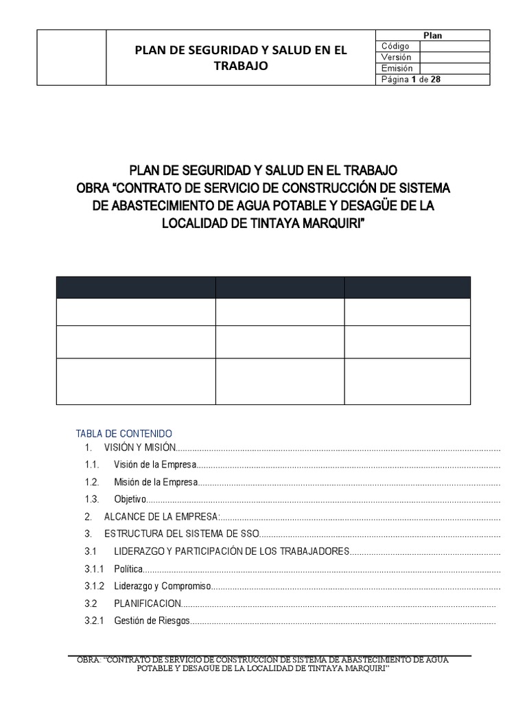 Plan de Seguridad y Salud en El Trabajo | PDF | Seguridad y salud ocupacional | Valores