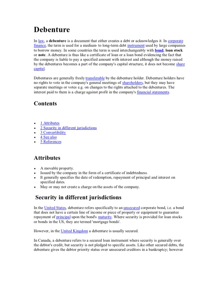 Debenture | Download Free PDF | Securities (Finance) | Debenture