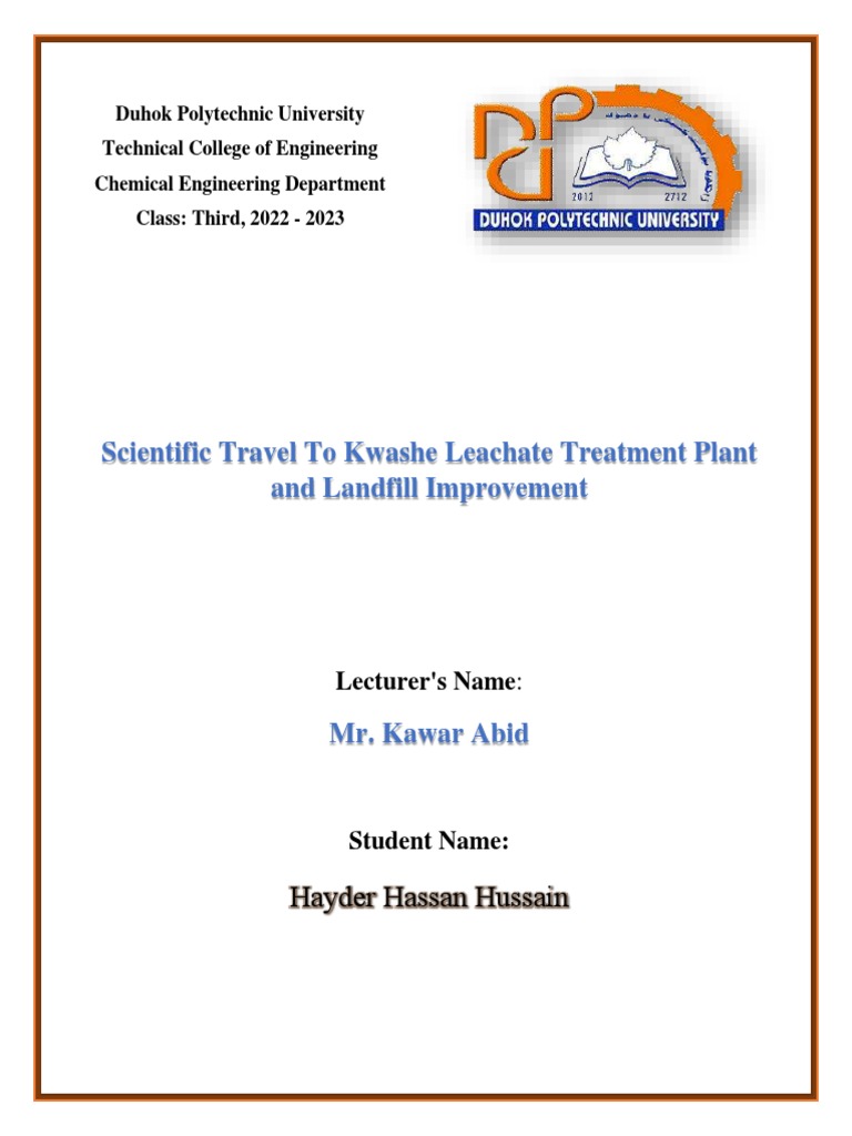 Scientific Travel To Kwashe Leachate Treatment Plant and Landfill ...