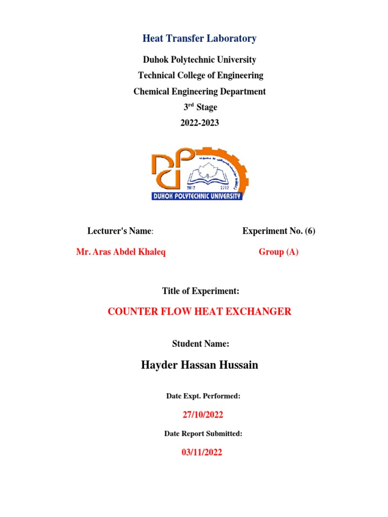 COUNTER FLOW HEAT EXCHANGE (Heat Transfer) | PDF | Heat Exchanger ...