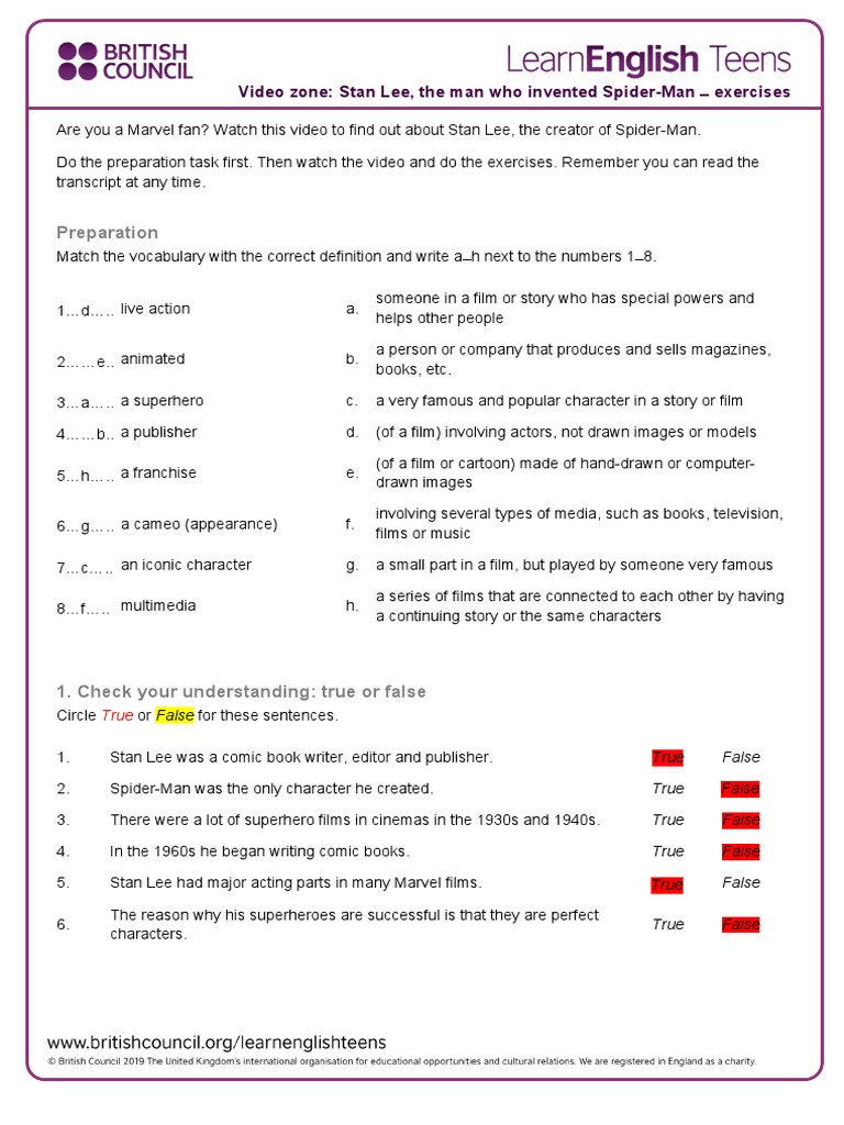 Stan Lee and Spider-Man: Exercises | PDF | Marvel Comics | Spider Man