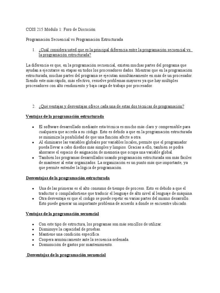 Programación Secuencial Vs Programación Estructurada | PDF ...