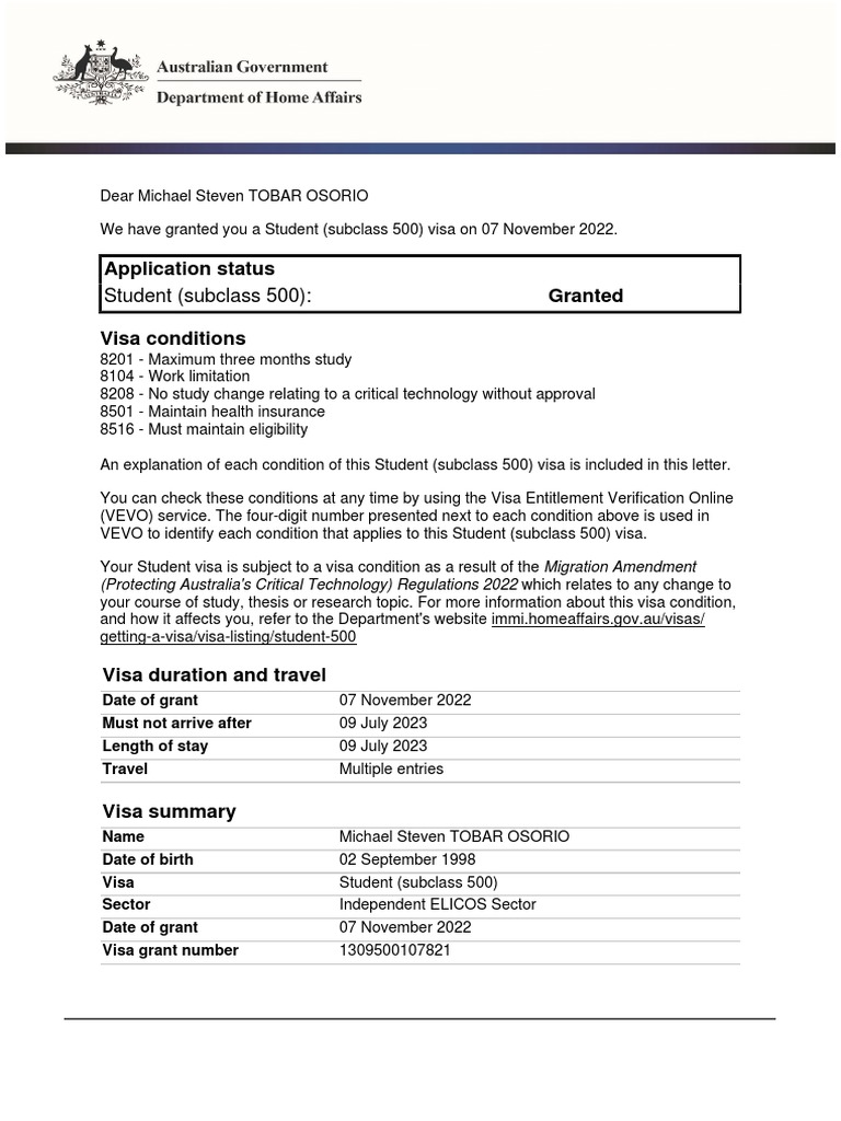 Visa Michael | PDF | Travel Visa | Employment Visa Michael | PDF | Travel Visa | Employment
