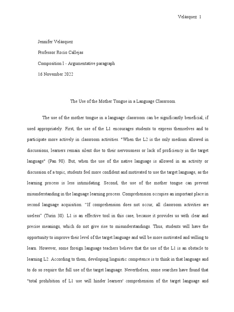 Jennifer Velasquez AP | PDF | Second Language | Second Language Acquisition