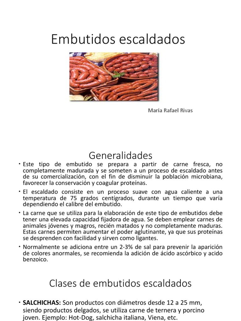 Embutidos Escaldados: Tipos y Formulaciones | PDF | Carne | Salchicha