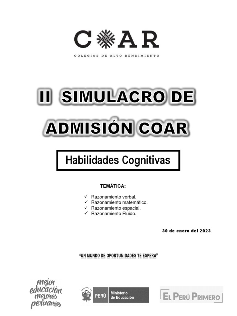 2do SIMULACRO COAR-2023 - FINAL | PDF