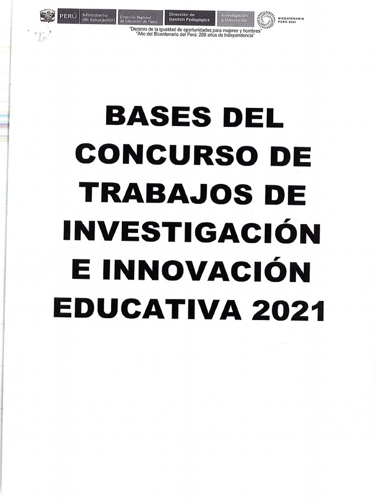 Bases Concurso Investigacion Dre 2021 | PDF