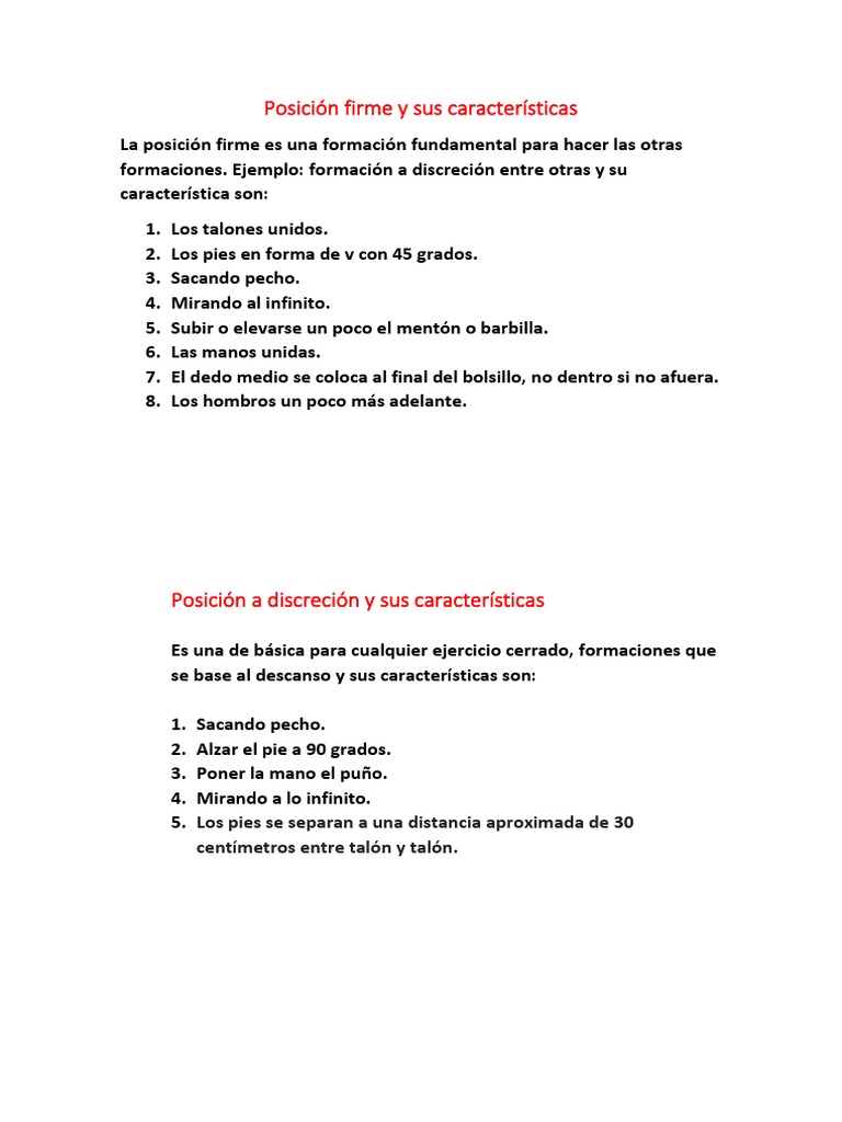 Posición Firme, A Discreción y Sus Características | PDF | Crecimiento ...