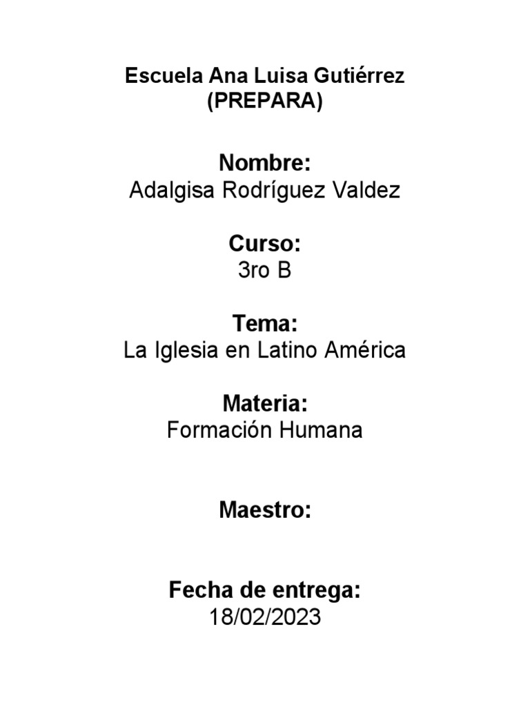 Influencia de la Iglesia en Latinoamérica | PDF | Iglesia Católica ...