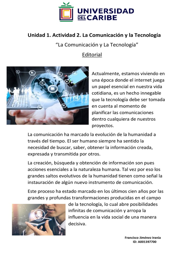 Unidad 1 Actividad 2 La Comunicación y La Tecnología | PDF ...