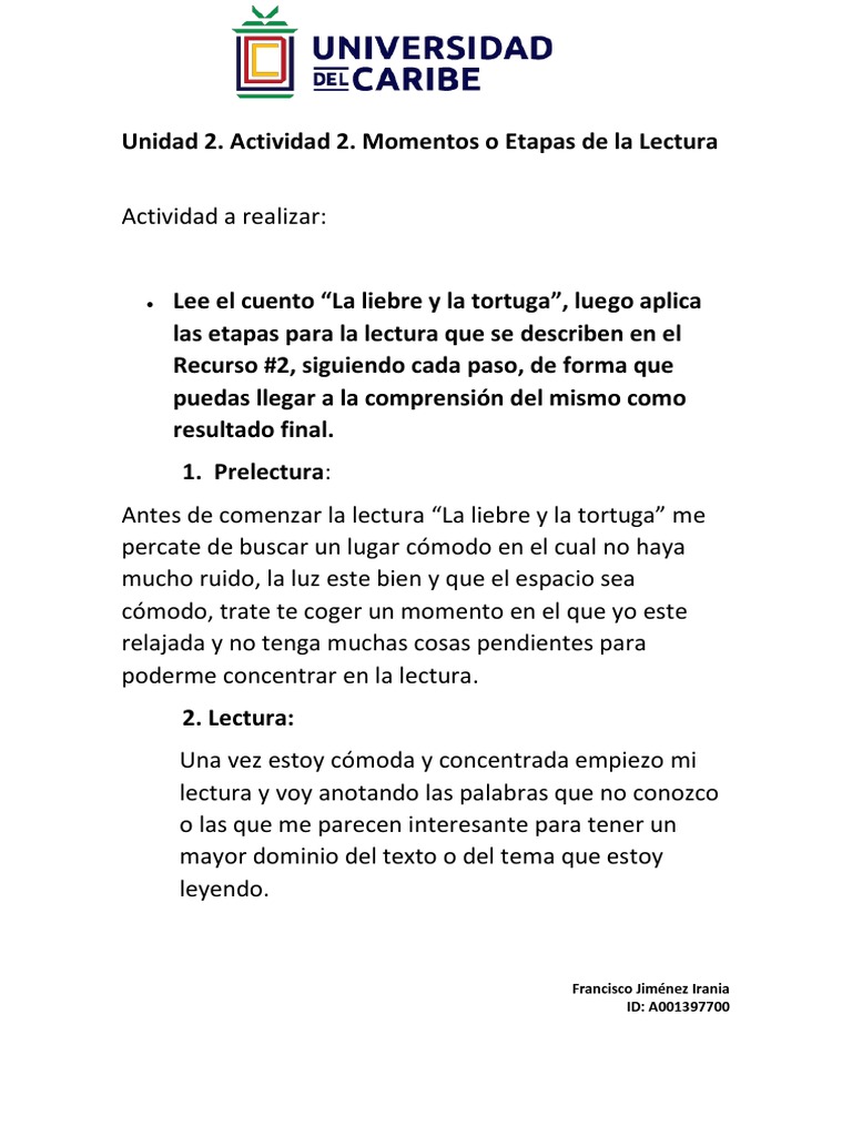 Las etapas de la lectura: prelectura, lectura y poslectura | PDF