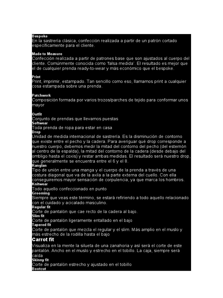 Vocabulario de Moda y Estilos Femeninos | PDF | Pantalones | Ropa