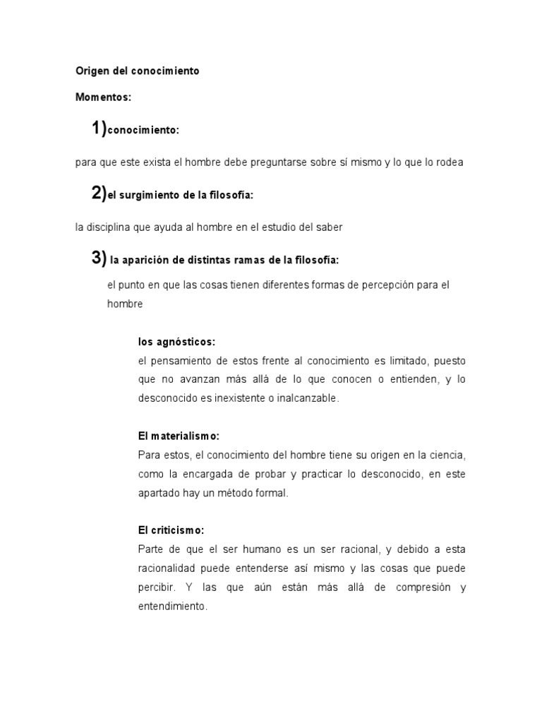 Origen Del Conocimiento | PDF