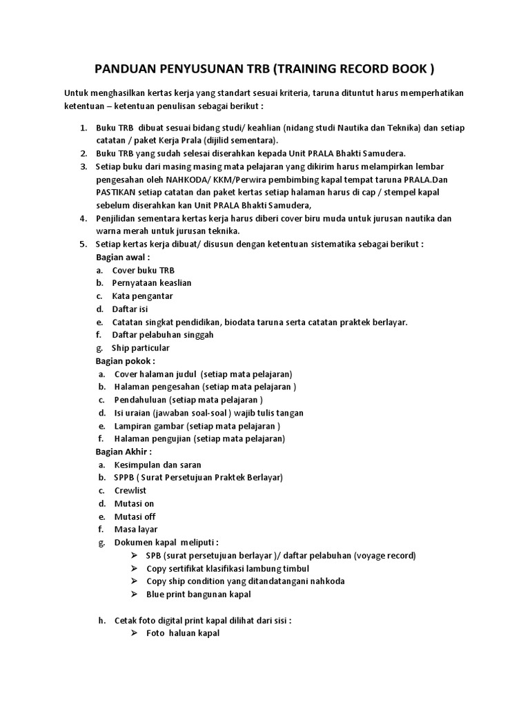 Panduan Penyusunan TRB | PDF