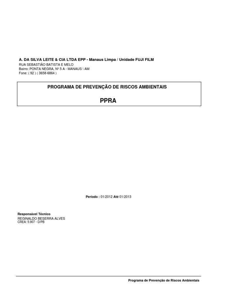 Modelo PPRA Coleta Lixo | PDF | Agência de Inteligência Central (CIA) | Desperdício