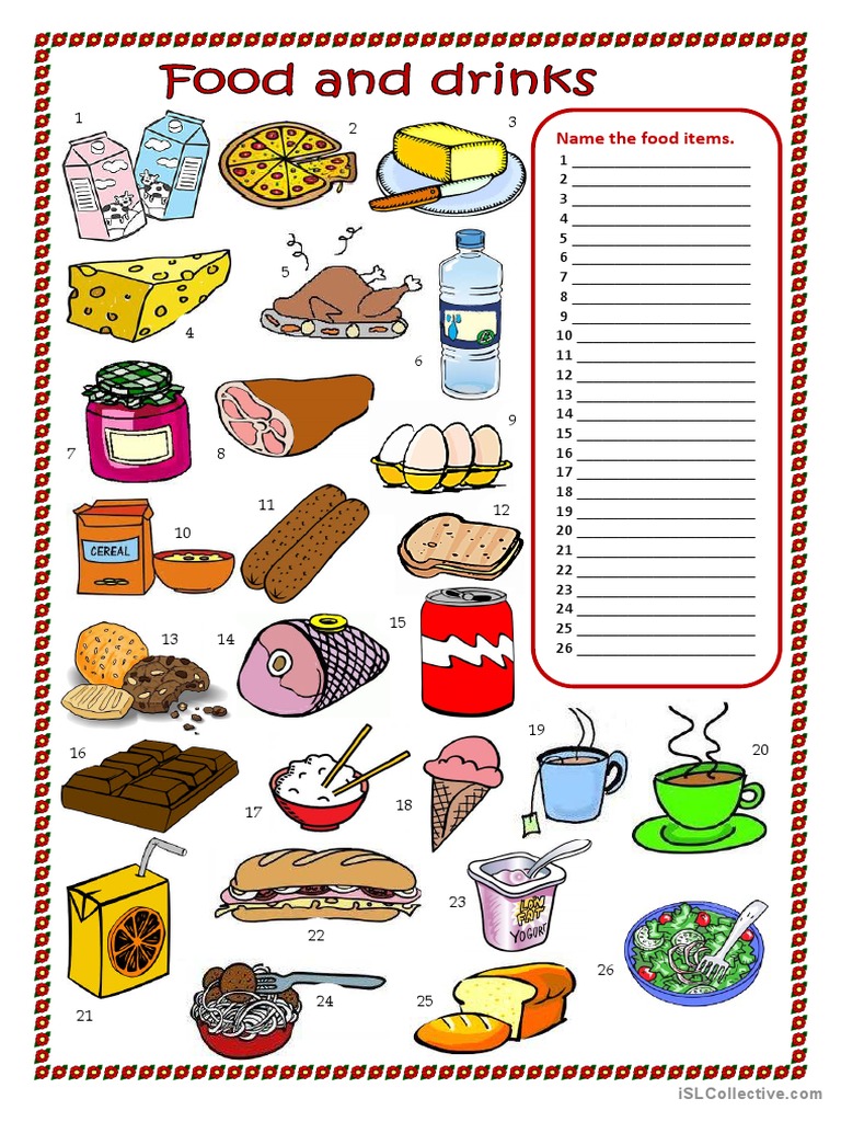 Food Item Naming Exercise | PDF