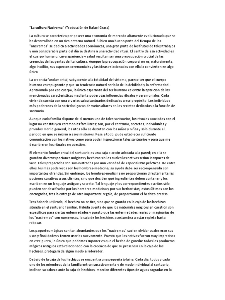 La Cultura Nacirema | PDF | Rituales