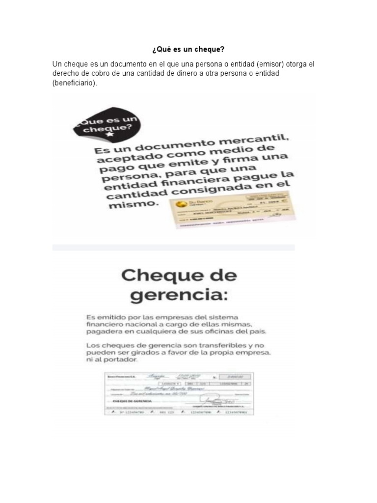 Definición y uso del cheque | PDF