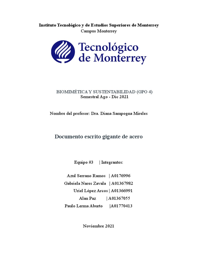 Documento Escrito de Gigante de Acero | PDF | Sustentabilidad | Entorno natural