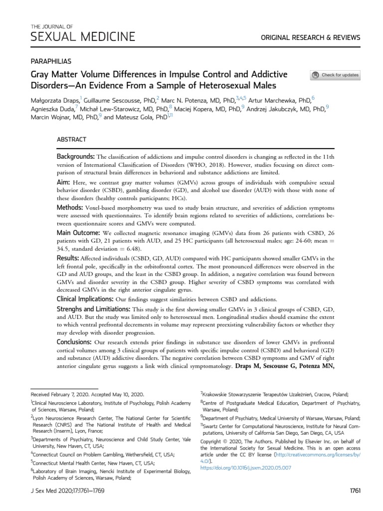 Gray Matter Volumen Materia Gris 2020 | PDF | Mental Disorder | Impulsivity