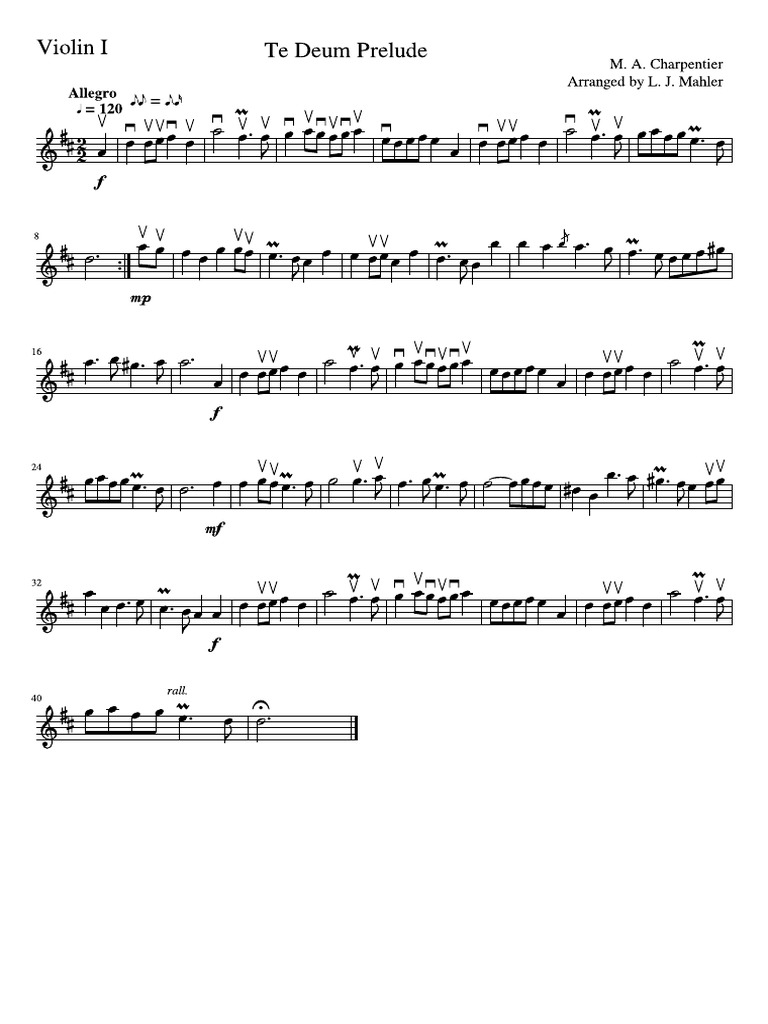 Te Deum Prelude Charpentier-Violin I | PDF