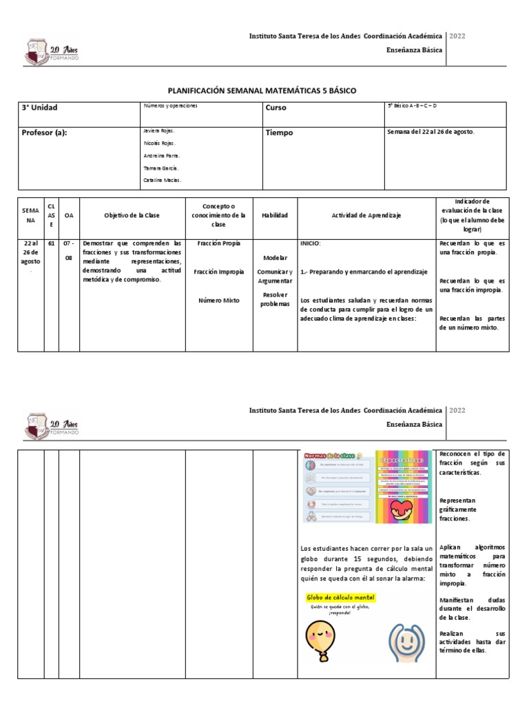 Planificación Quinto Básico | PDF | Educación primaria | Enseñando