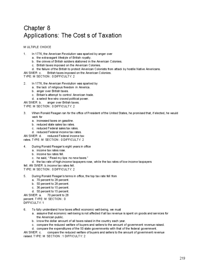 AP Micro Chapter 8 MC | PDF | Taxes | Elasticity (Economics)
