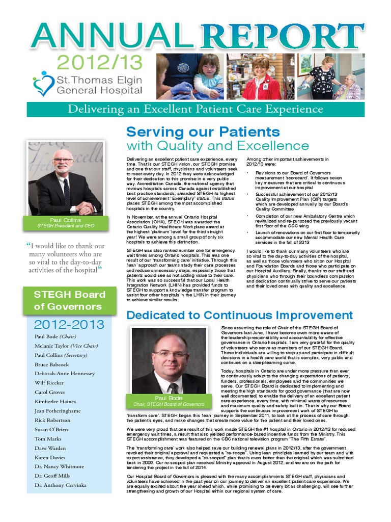 STEGH Annual Report 2013 - FA LR | PDF | Hospital | Patient