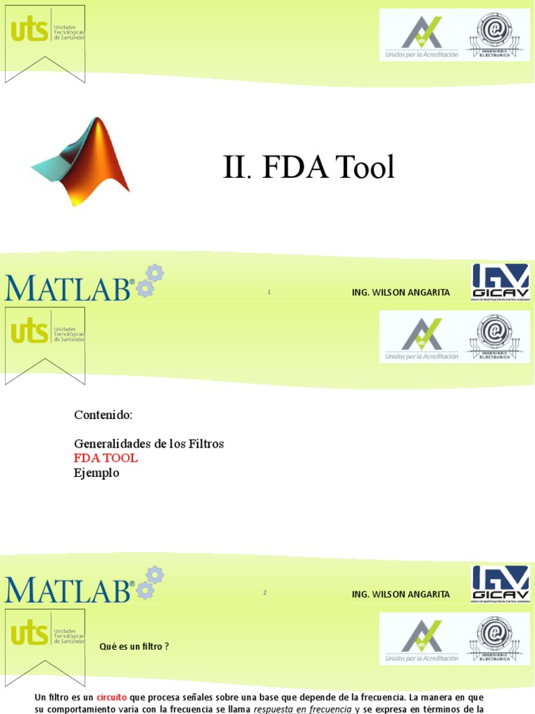 Presentacion MATLAB - FDATOOL | PDF | Filtro electronico | Ingeniería Informática